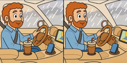 Spot the 3 Differences in Man Driving Car Beat the 47-Second Challenge!