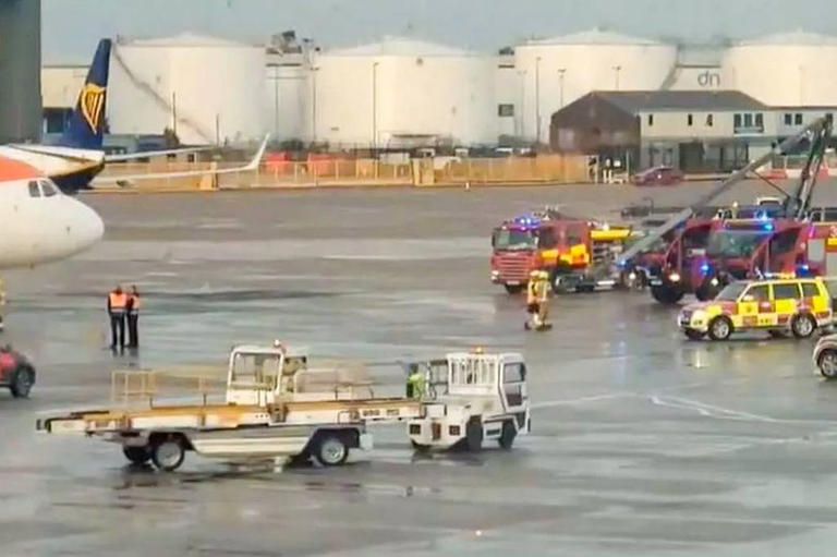 Airport incident after vehicle collided with EasyJet plane