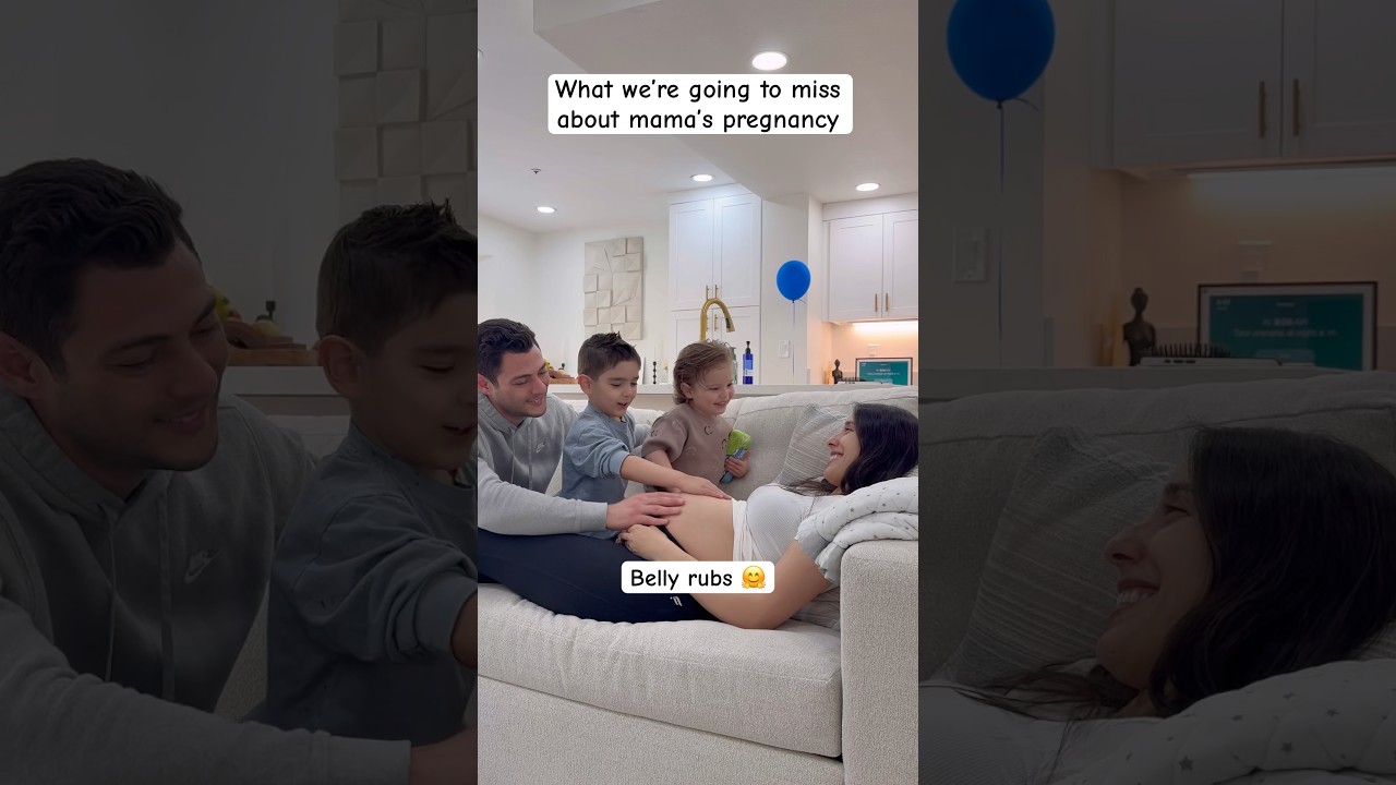 Dad and Sons Giving Pregnant Mom Sweet Belly Rubs