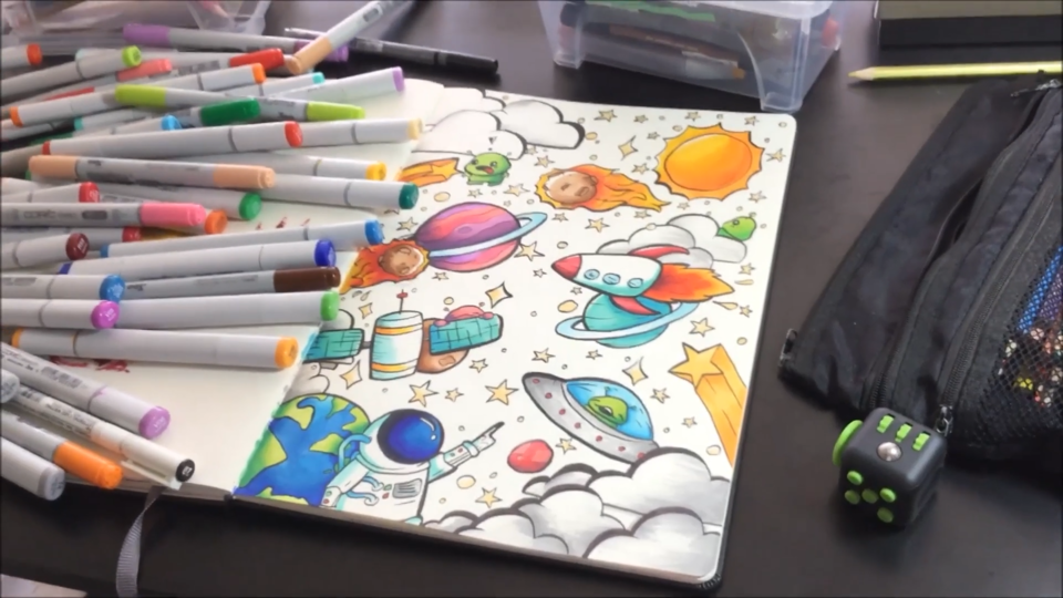 Space Doodle Art with Copic Markers