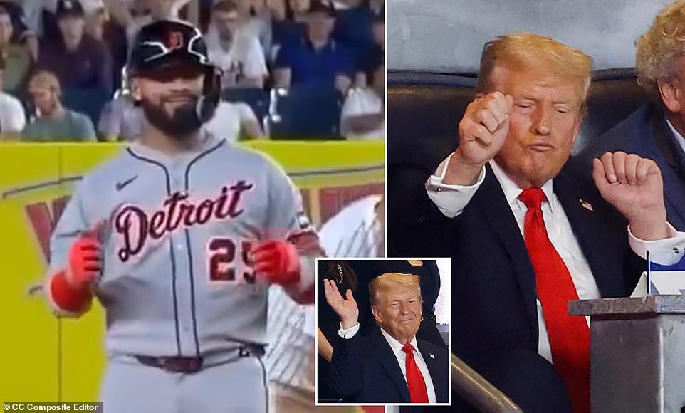 Baseball stars do Trump dance in front of president at Yankee Stadium