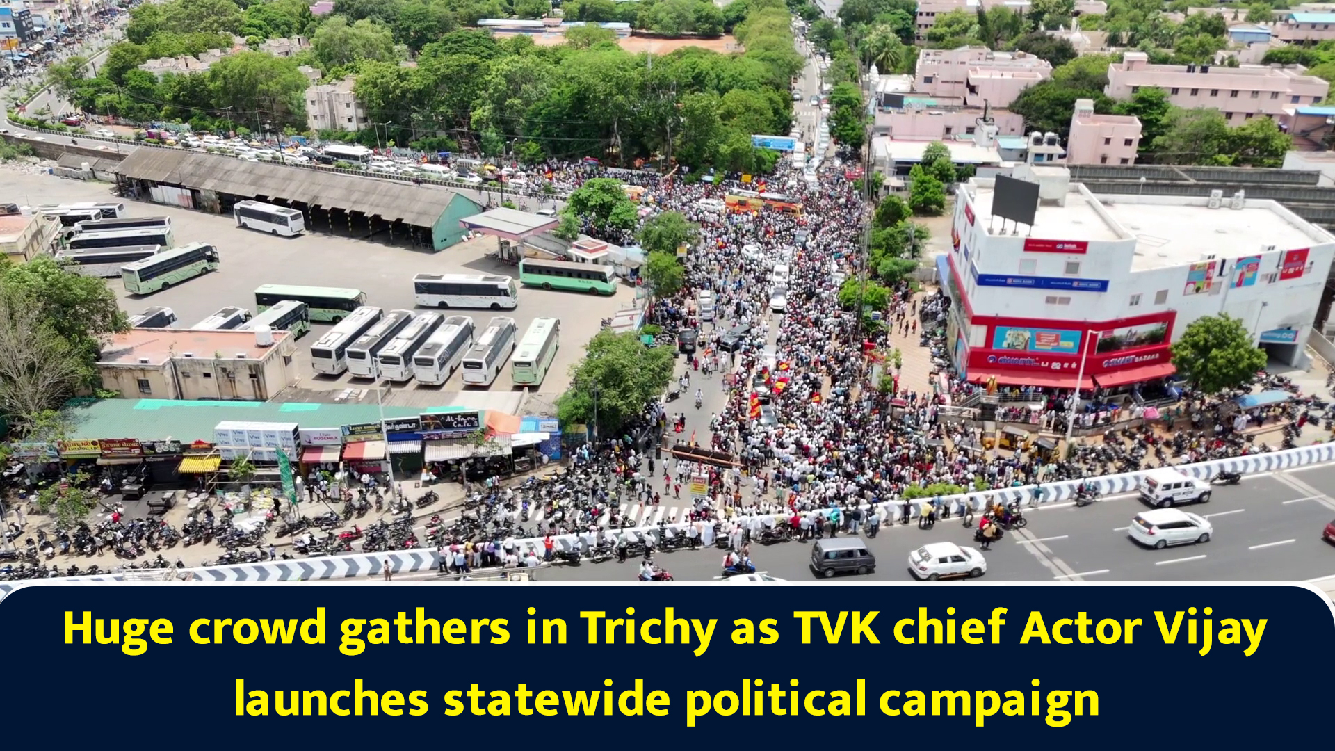 Huge crowd gathers in Trichy as TVK chief Actor Vijay launches ...