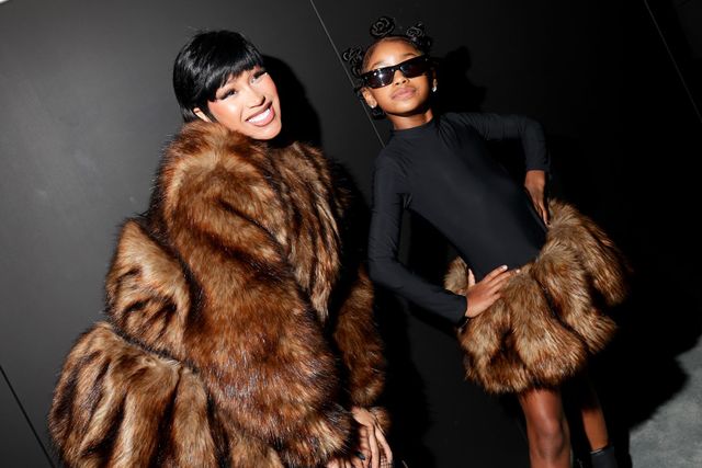 Cardi B and Daughter Kulture, 7, Twin in Matching Fur Outfits at New ...