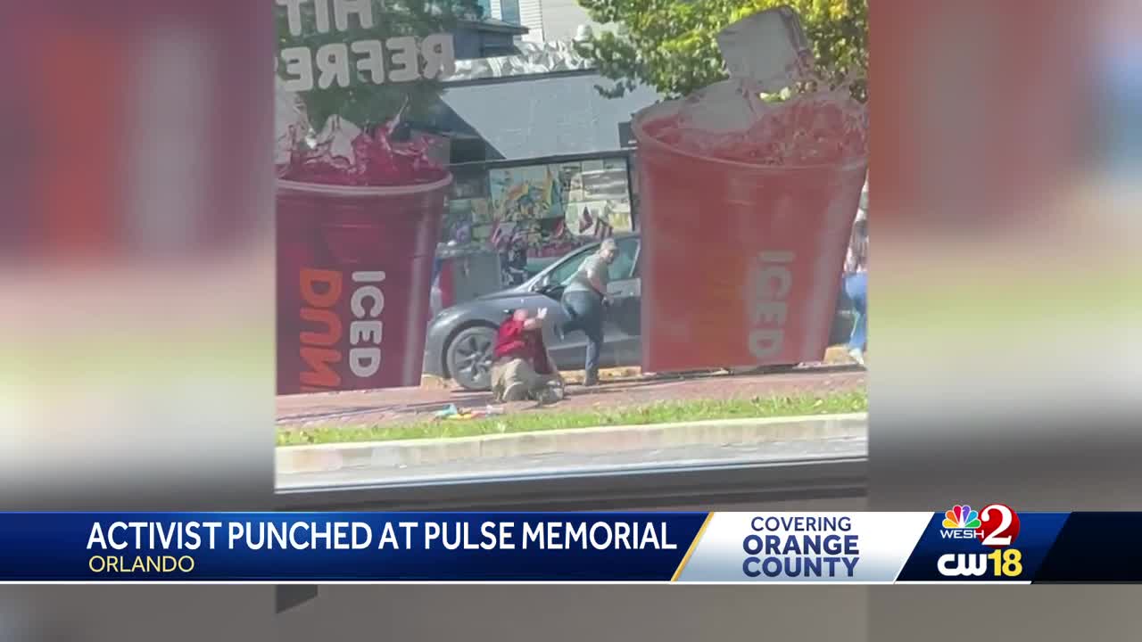VIDEO: Fight over flag near Pulse memorial ends with kick to face