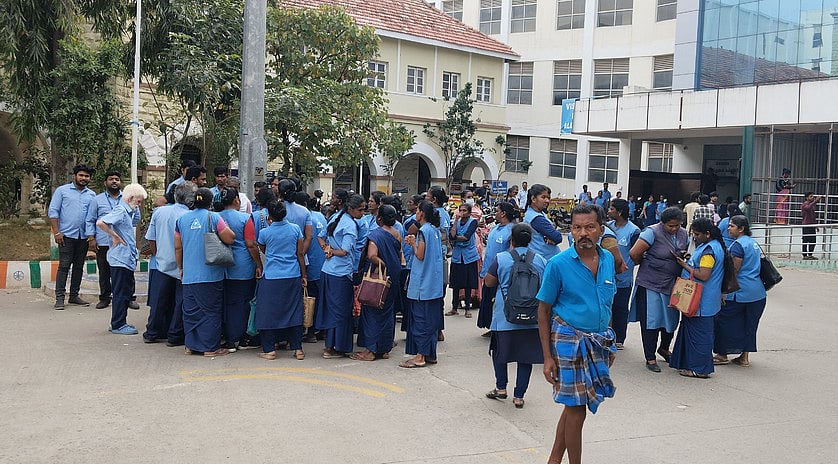 Contract staff protest for timely disbursal of salaries in Coimbatore ...