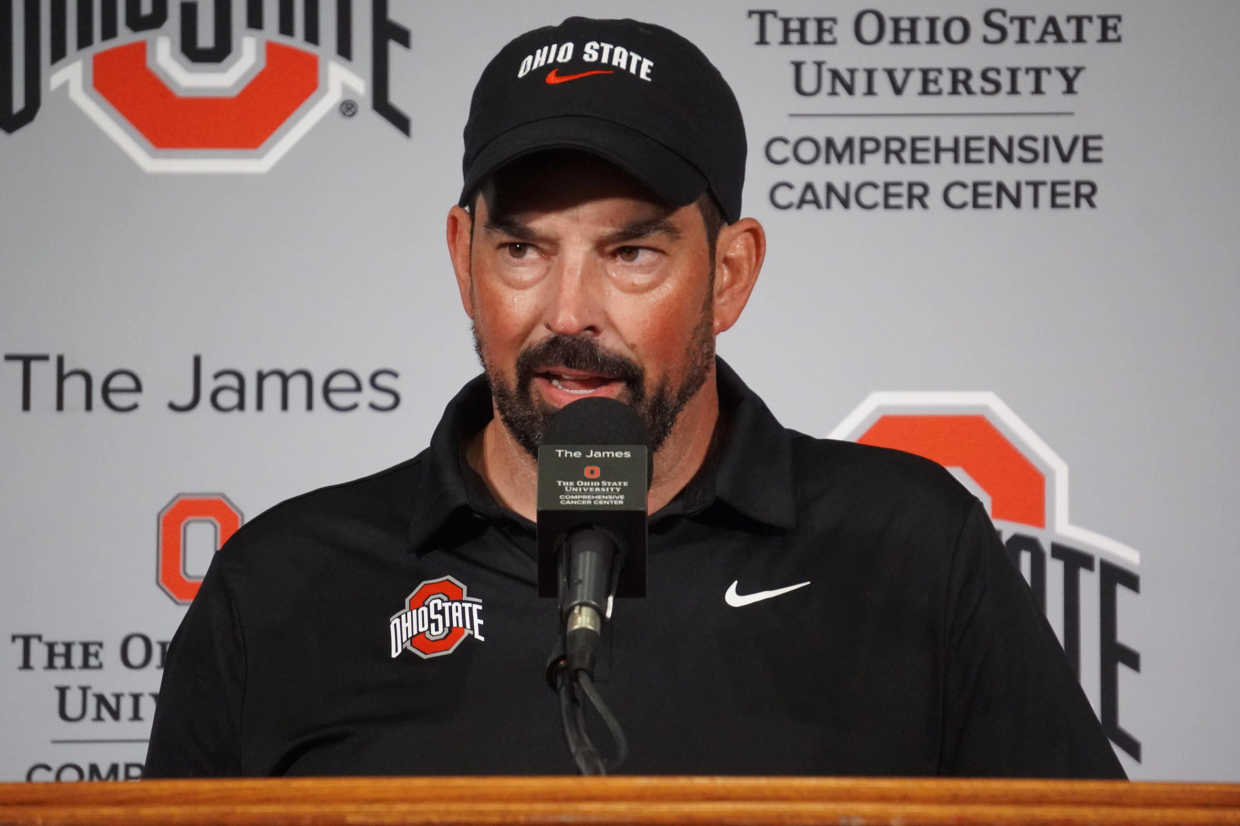 Ohio State football coach Ryan Day holds press conference after win vs ...