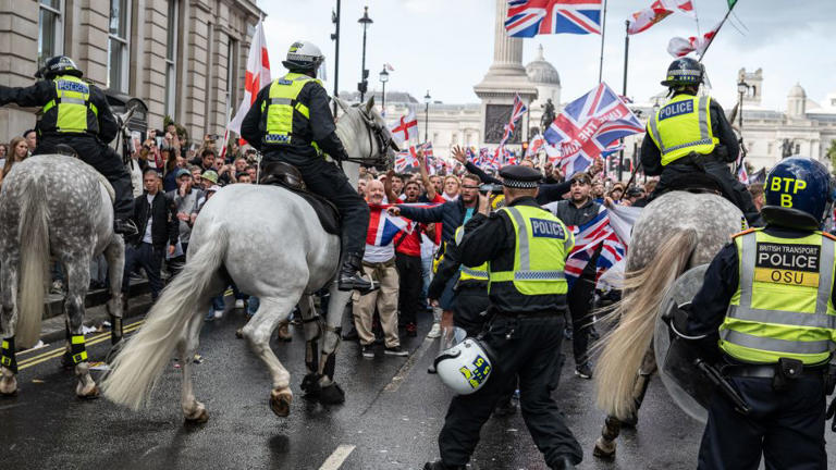 Far-right anti-immigration protests in London lead to clashes with police