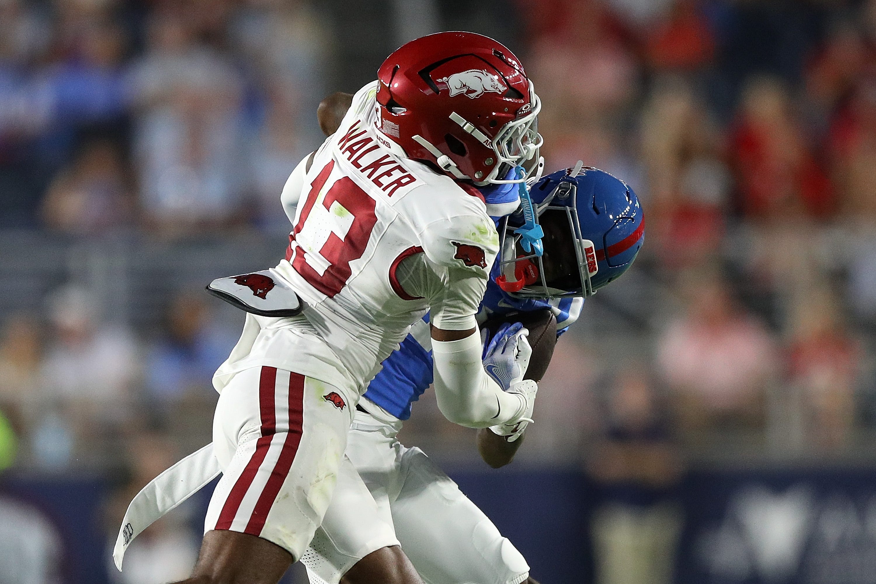 Kani Walker injury update: Arkansas DB carted off field after hit to ...