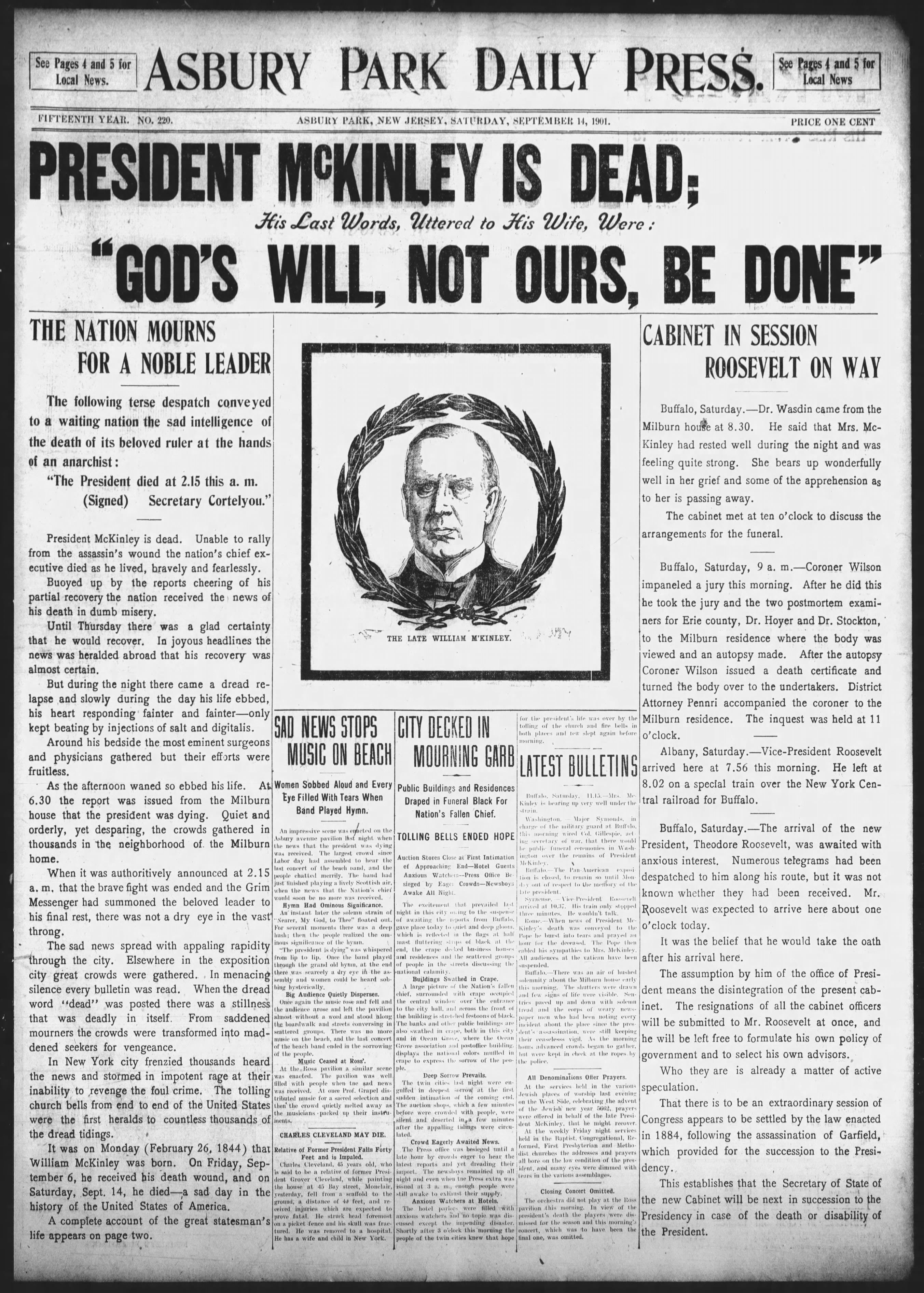 NJ Shore mourns the death of President McKinley: From the Asbury Park ...