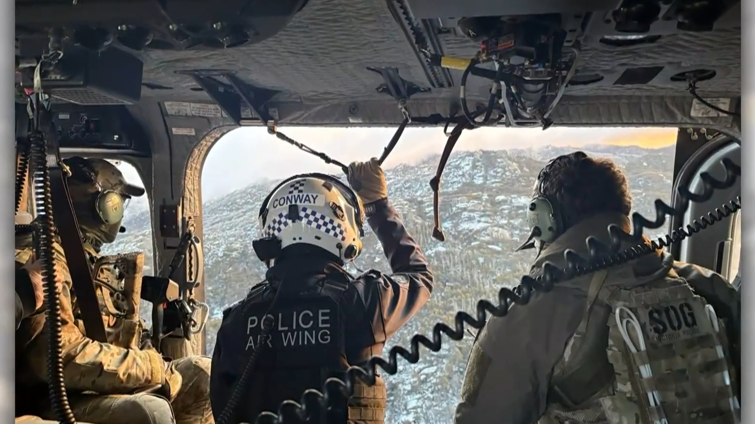 Dramatic vision shows police manhunt for accused gunman