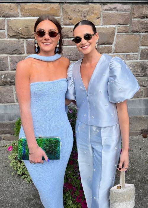 Kristin McKenzie glows in baby blue as she celebrates friend's wedding