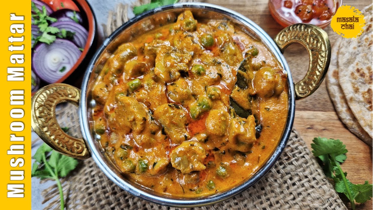 Mushroom Matar Masala (Restaurant Style) by Chef Girish Joshi