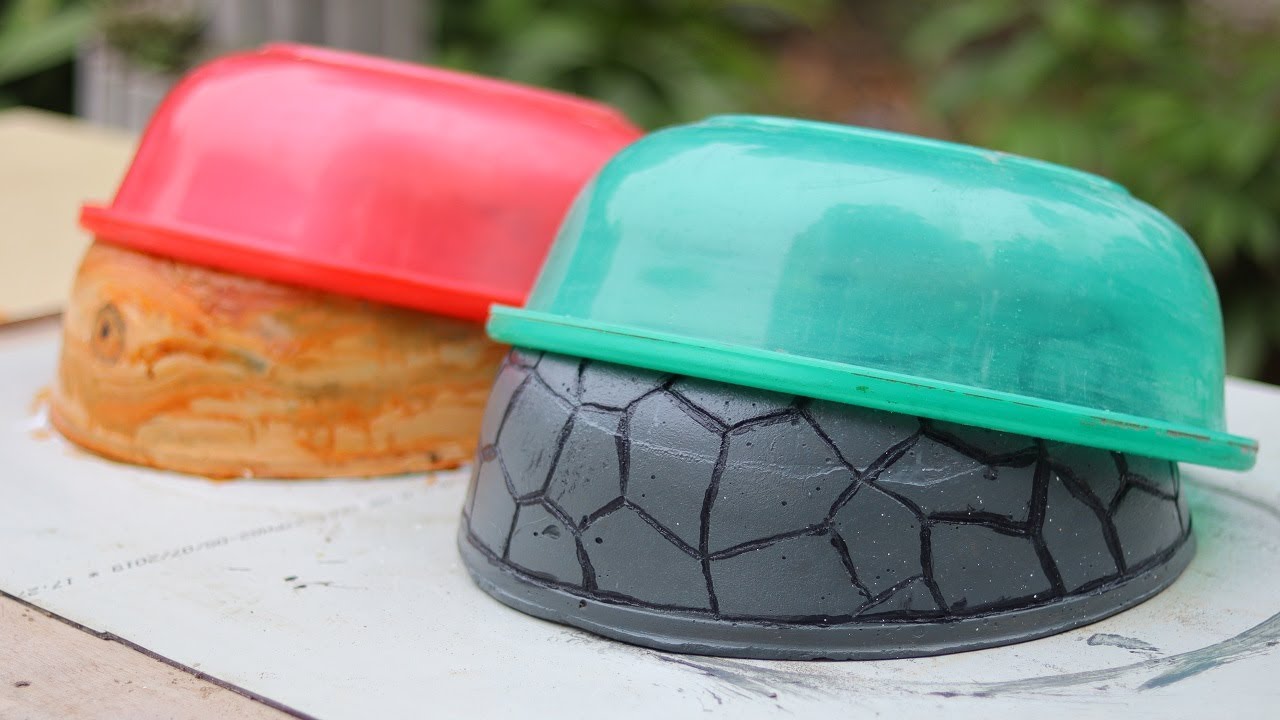 DIY cement pots using plastic molds
