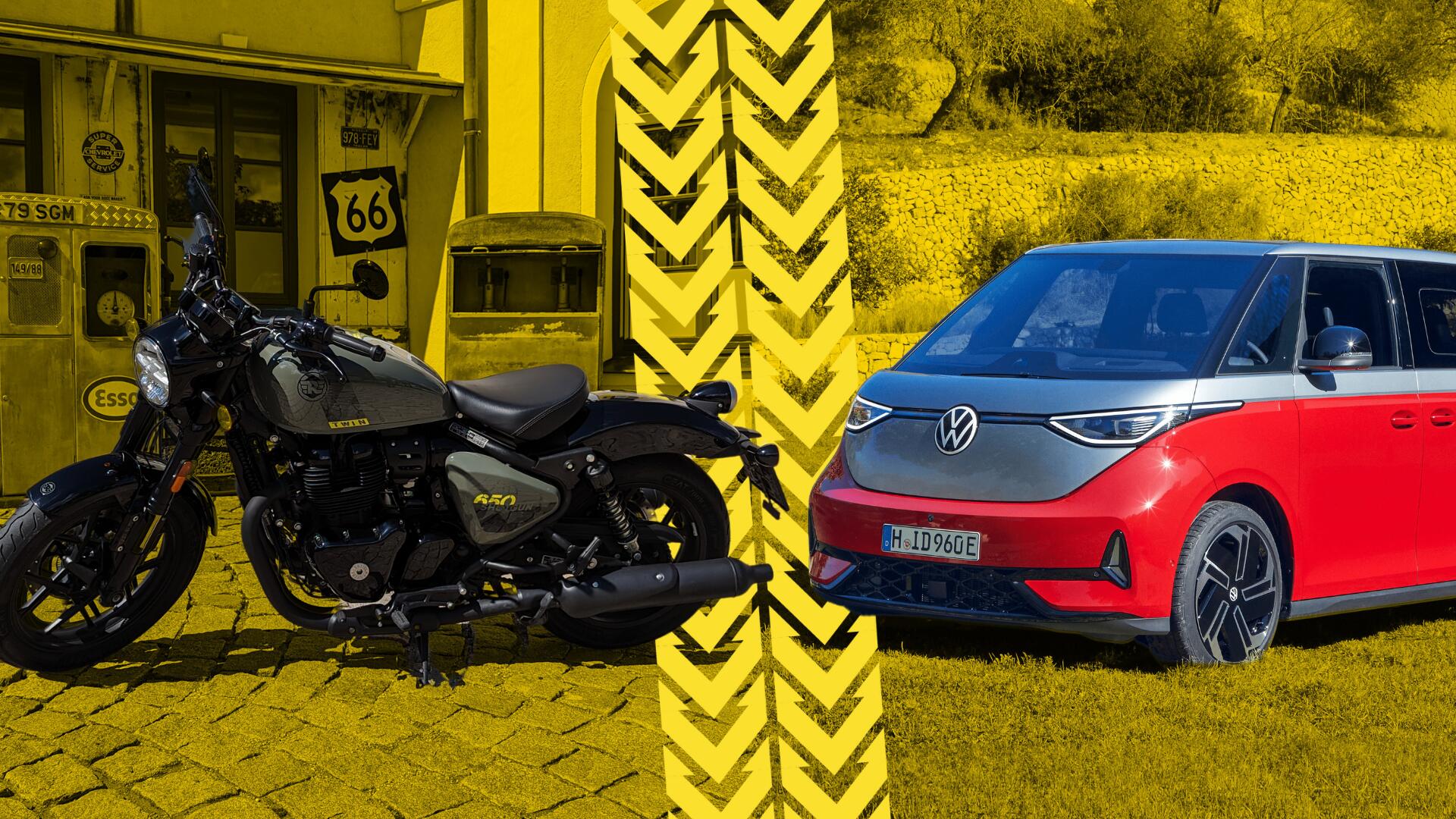 Royal Enfield Shotgun 650 vs VW ID.Buzz, retro cruiser vs electric bus