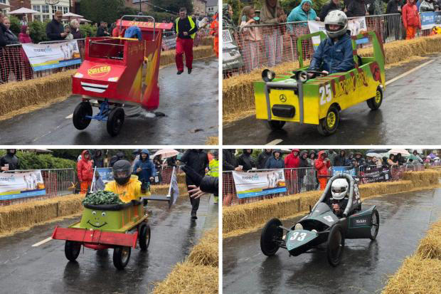 Supporters of all ages turn out to cheer on racers at Farndon Soapbox Derby