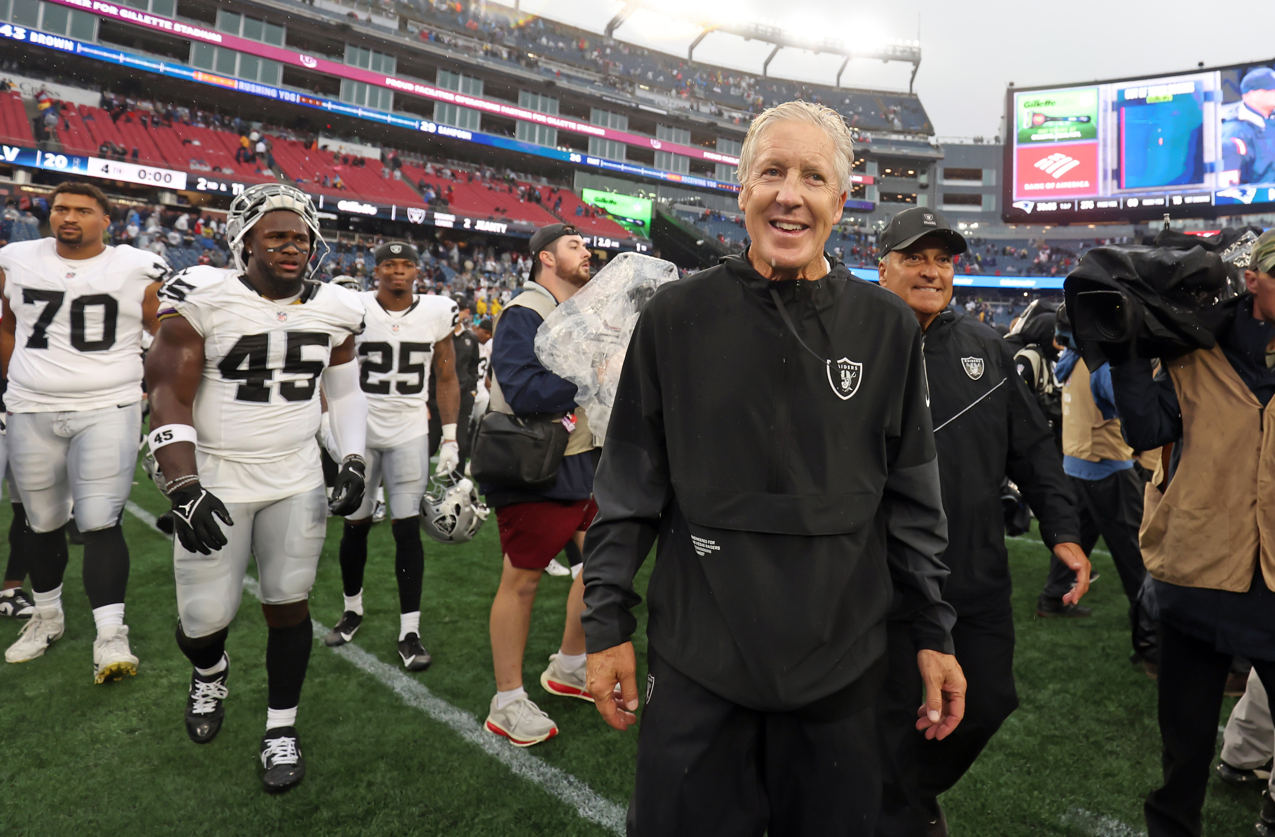 Pete Carroll's Wild Locker Room Antics Before Raiders-Patriots Turns Heads