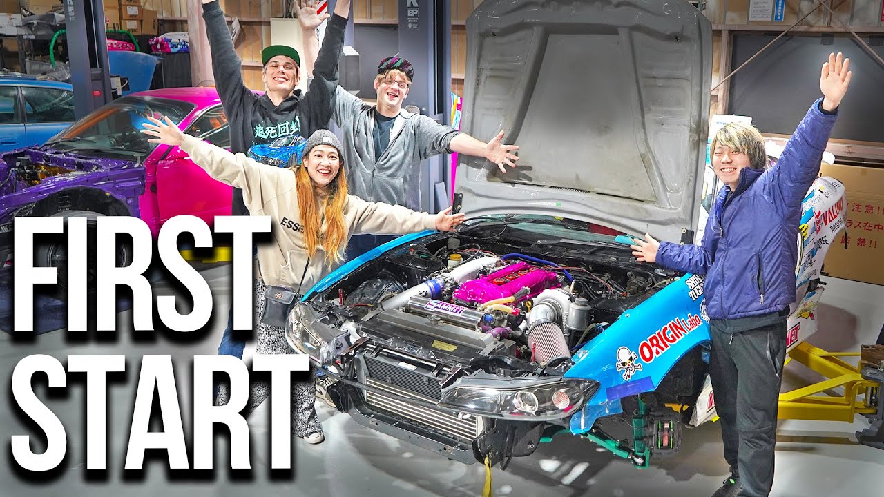 We start Daiki's new D1 lights car for the first time!