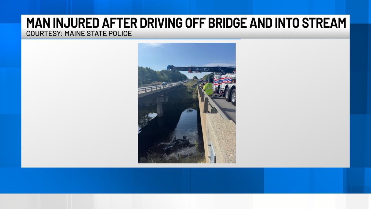 Man injured after driving off bridge and into stream