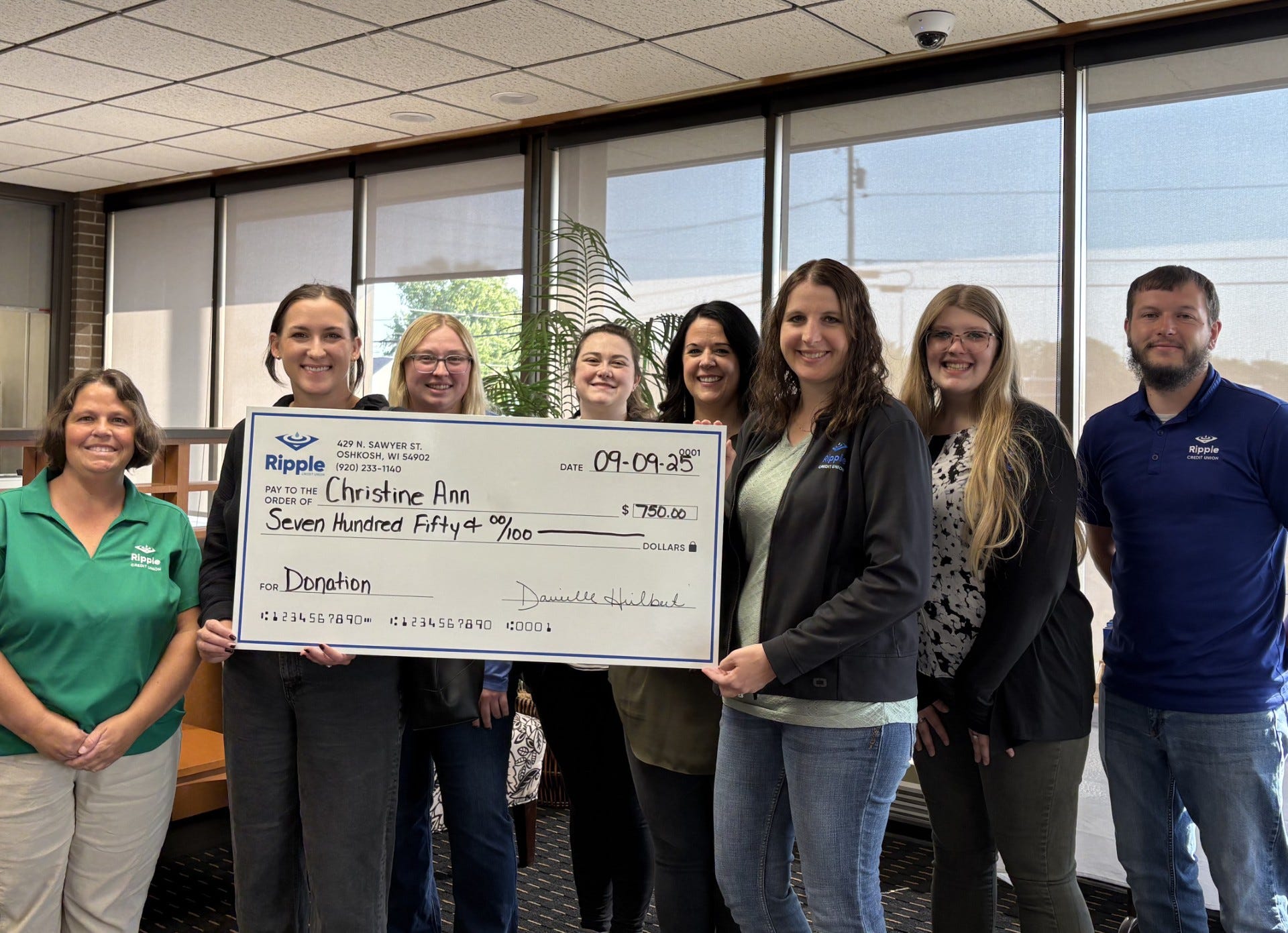 What inspired Ripple Credit Union’s $750 donation this season?