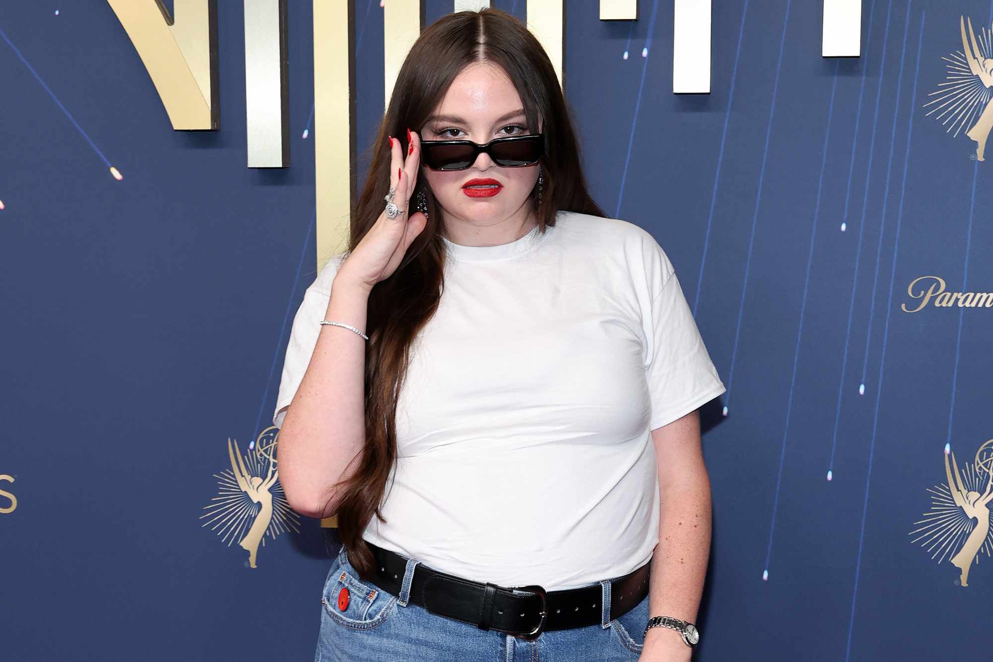 Meg Stalter Breaks Formal Dress Code in Blue Jeans and a T-Shirt at ...