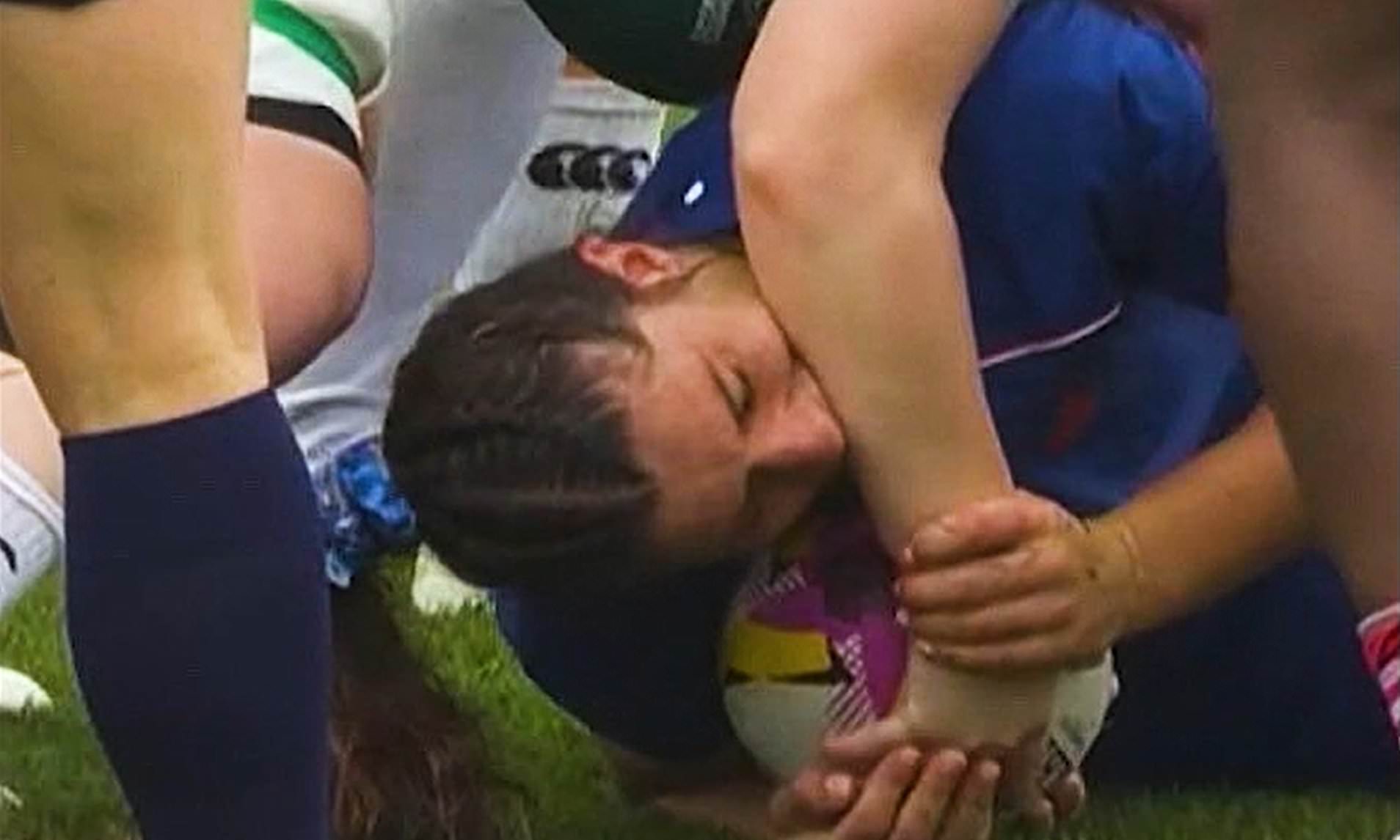 Women's Rugby World Cup BITING storm: French woman sparks fury as she appears to chomp down on ...
