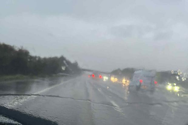 Drivers warned as M4 surface water slows traffic amid heavy rain