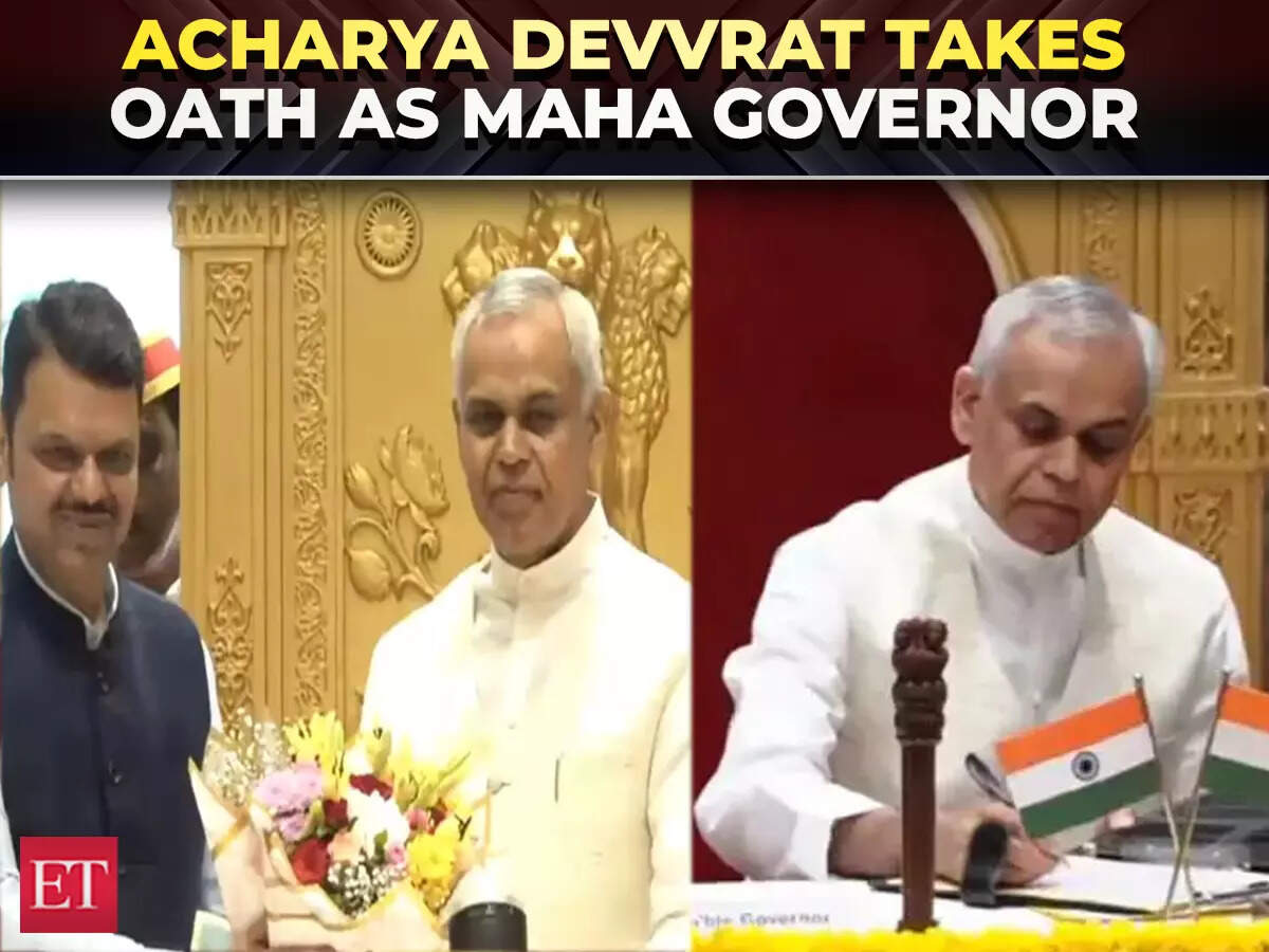 Acharya Devvrat takes oath as Maha Governor, in Sanskrit, in the ...