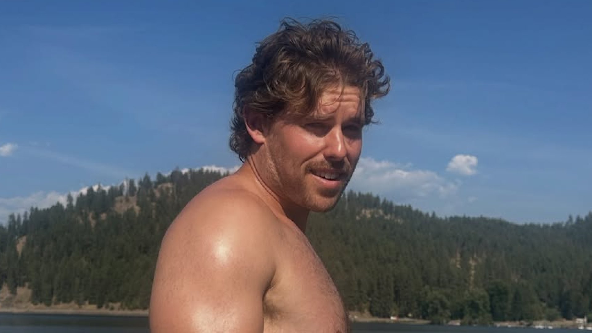 Christopher Schwarzenegger Goes Shirtless on Lake Day After Weight Loss
