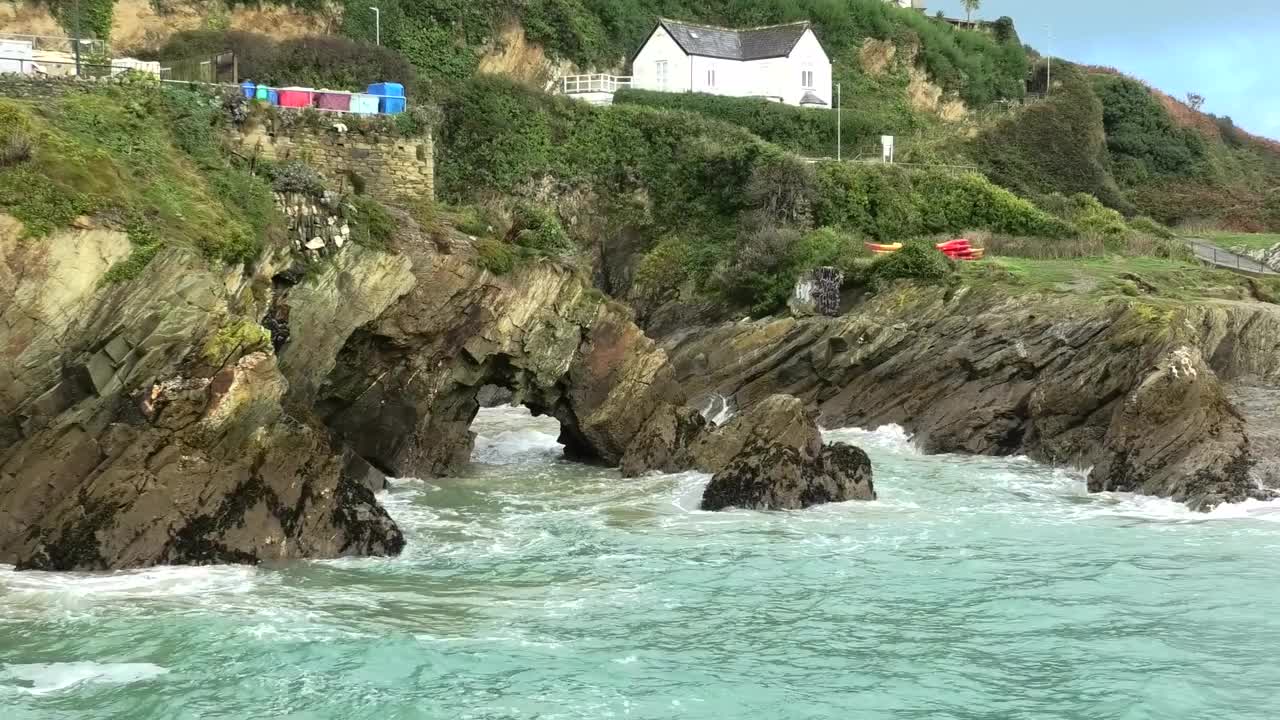 Gale Force Winds Batter the UK: Cornwall's Fly Cellars Cove Takes a Beating