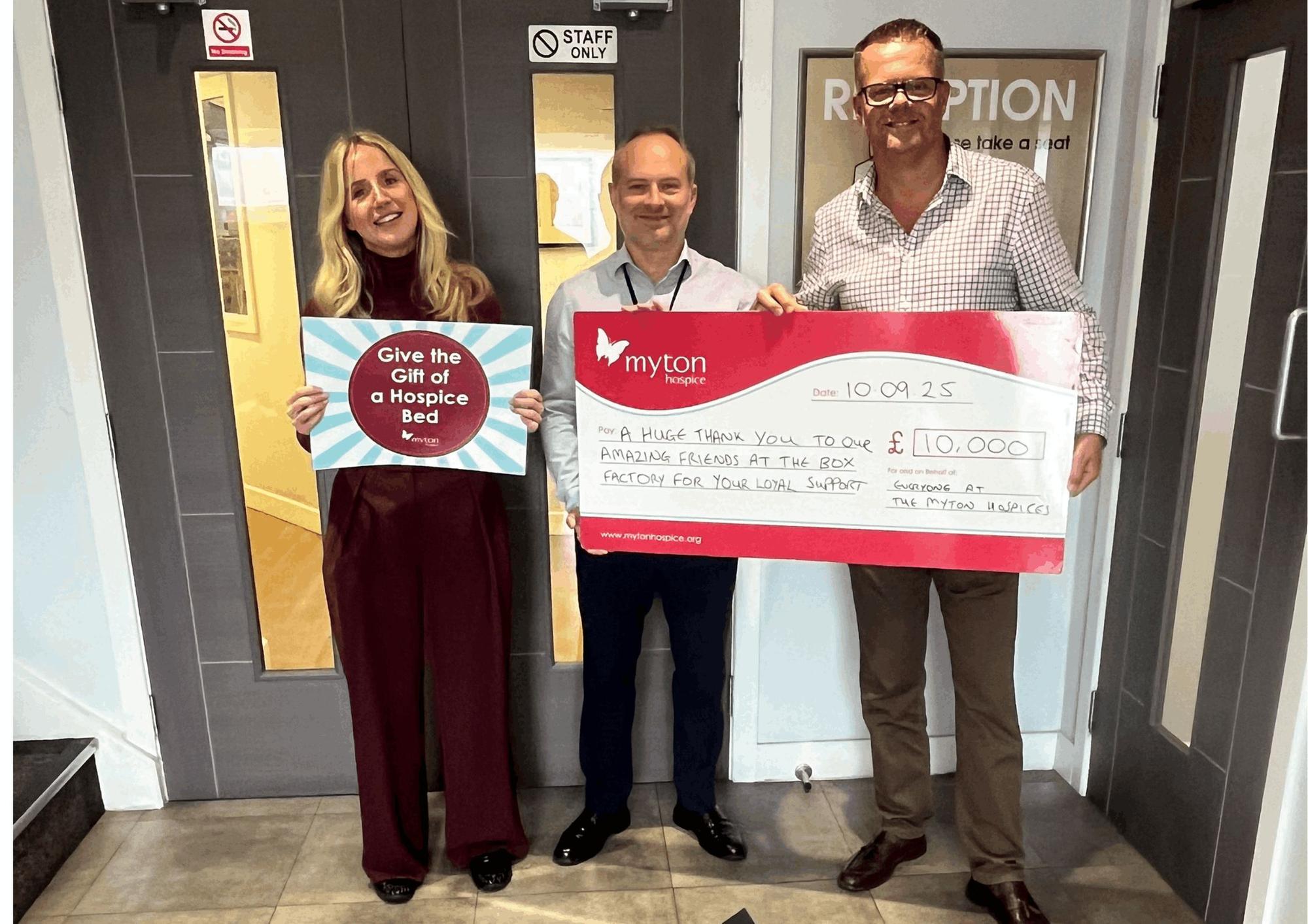 The Box Factory donates £10,000 to support The Myton Hospices’ ‘Give ...