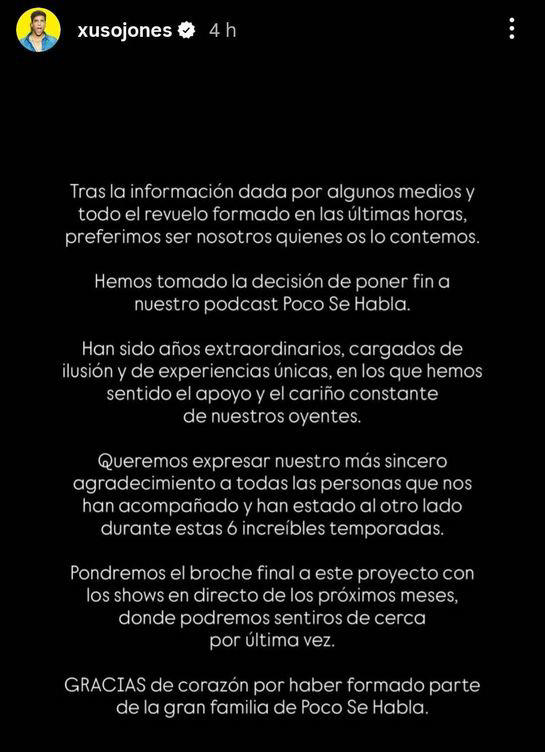 Ana Brito y Xuso Jones anuncian el futuro de su pódcast 'Poco se habla': "Preferimos ser ...