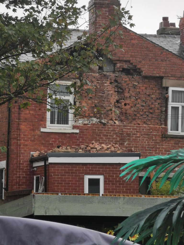 Bricks crash down on to street as Blackpool home takes battering in wild weather