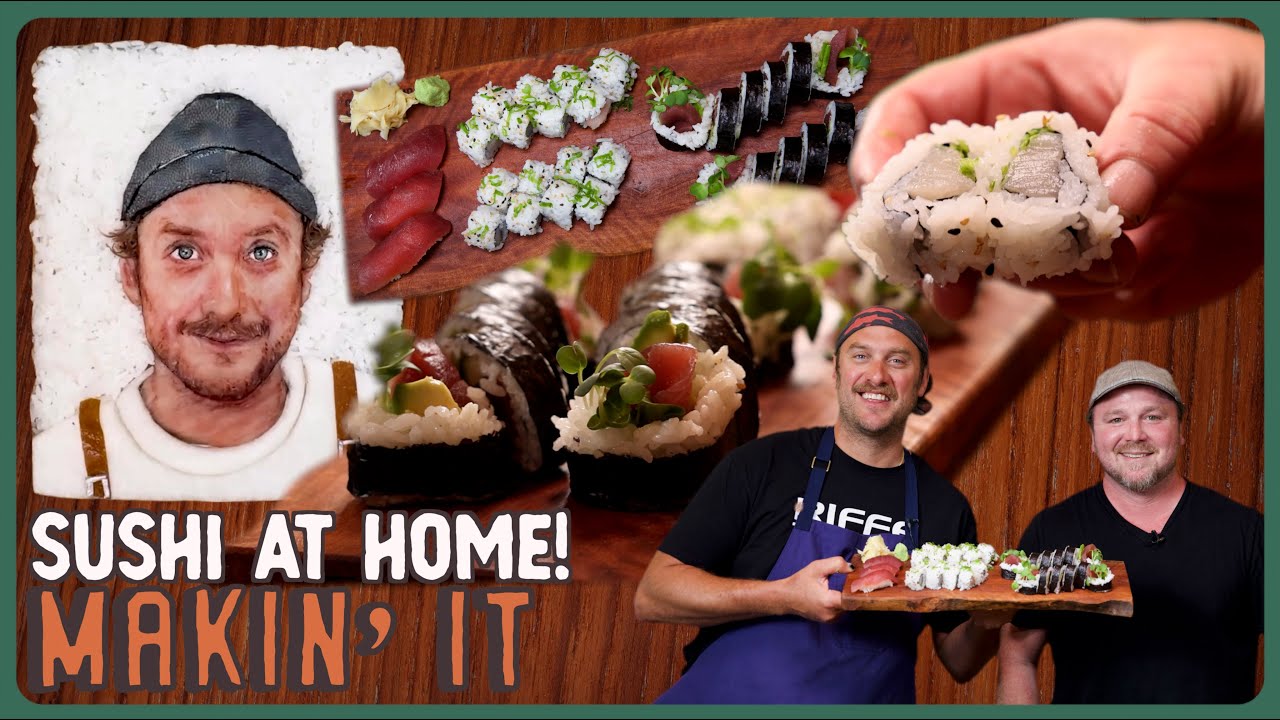 Making hamachi and tuna avocado sushi rolls with the Maki Master