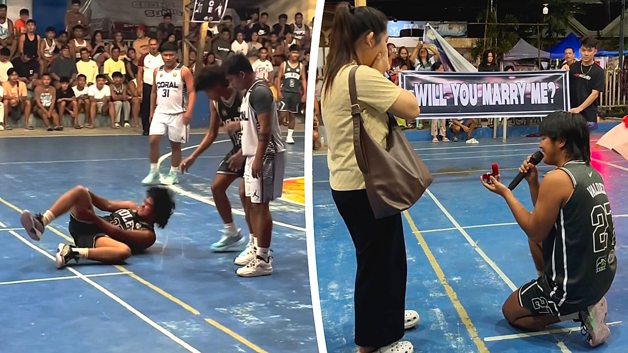 Slam dunk! Boyfriend fakes basketball injury to pull off surprise proposal