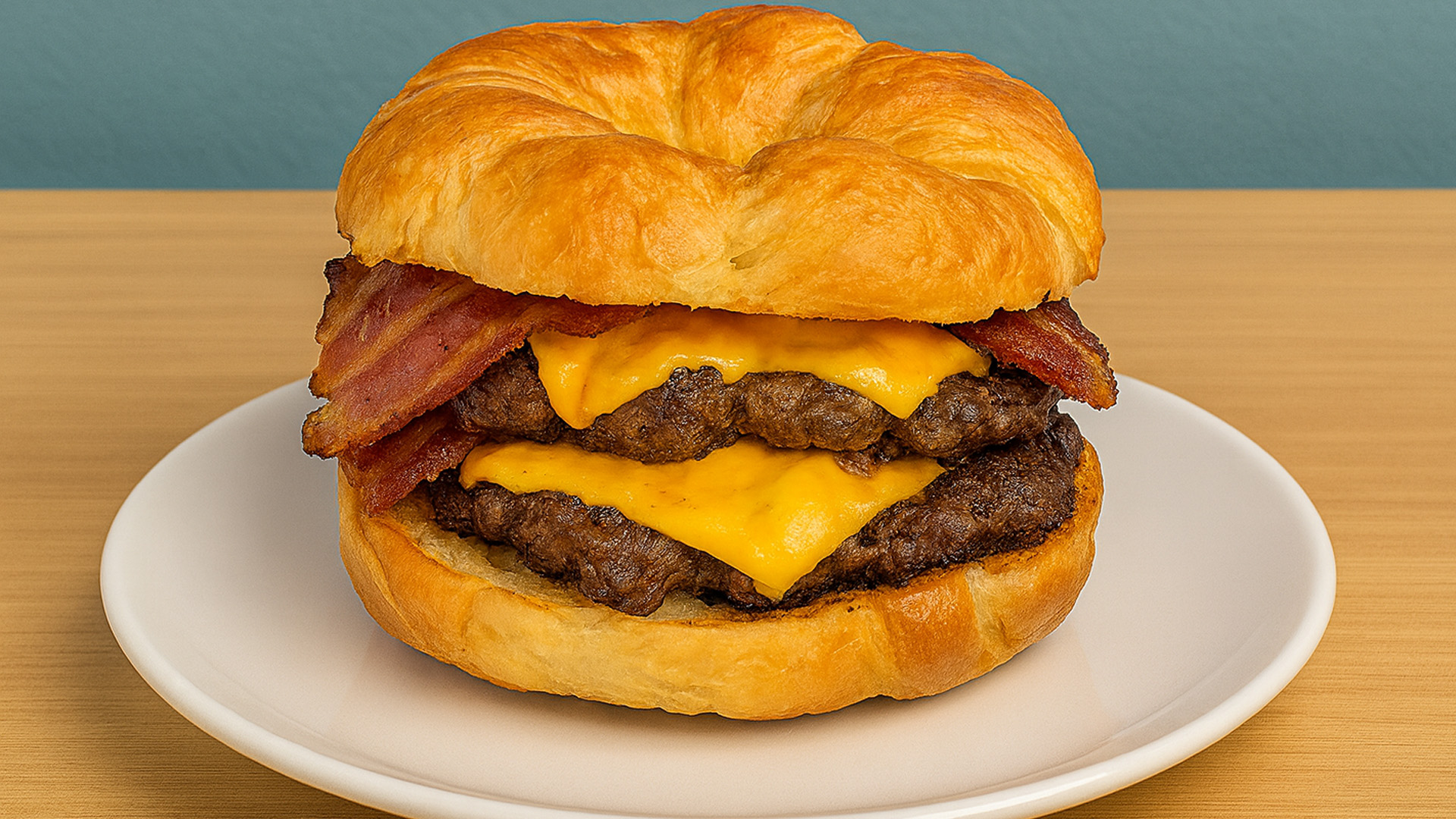 How to Make Bacon Double Cheeseburger on Croissant
