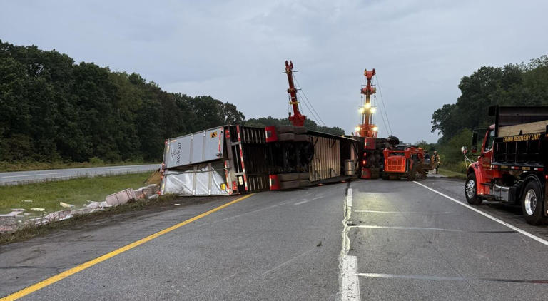 Semi rolls over on Indiana Toll Road in St. Joseph County