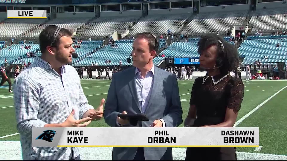 Mike Kaye from the Charlotte Observer live at the game with Channel 9's ...