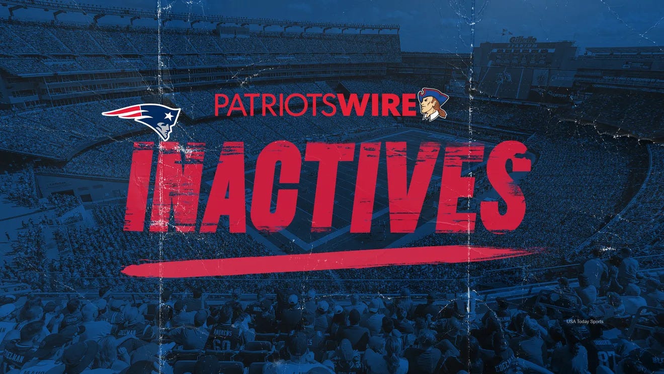Patriots vs. Jets Week 11 inactives: Who's in, who's out on Thursday?