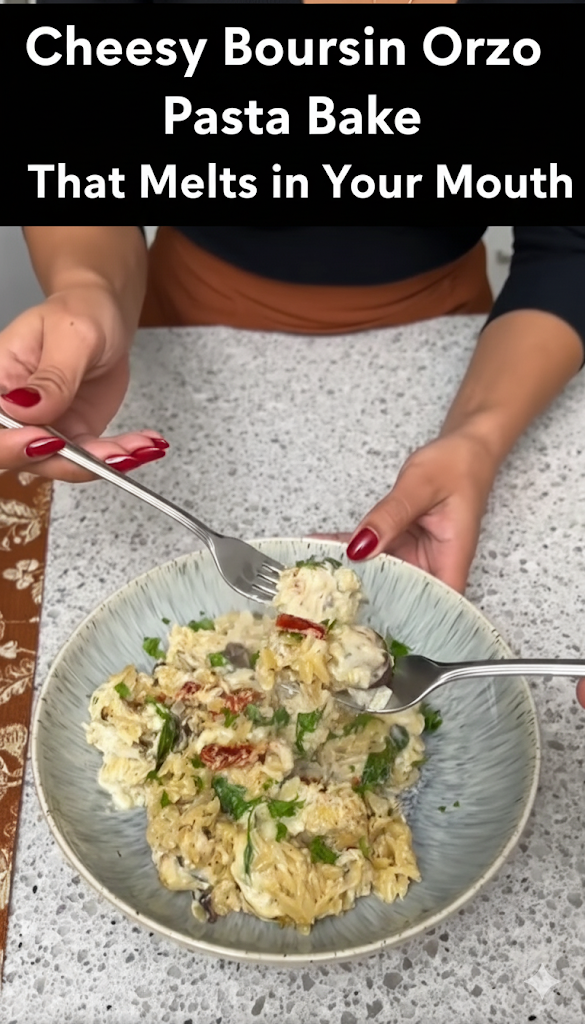Cheesy Boursin Orzo Pasta Bake That Melts in Your Mouth
