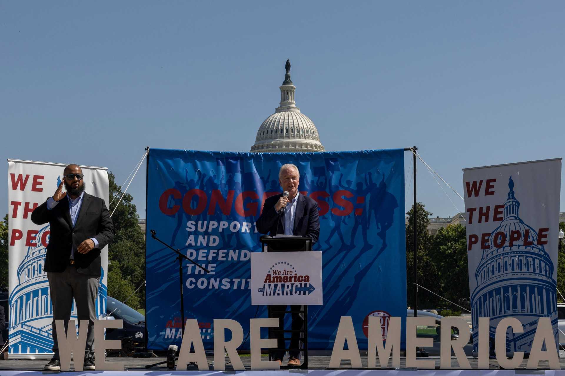 160-mile march for democracy arrives in Washington from Philadelphia