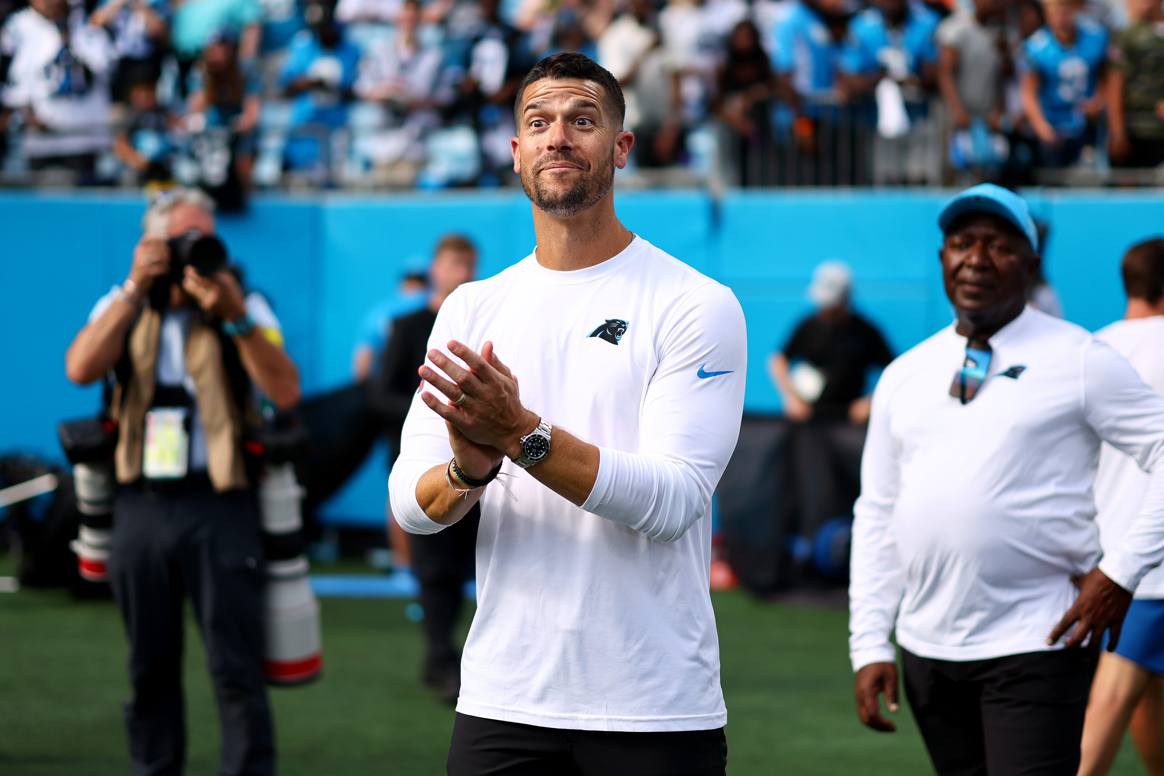 Watch: Panthers HC Dave Canales gives electrifying victory speech after ...