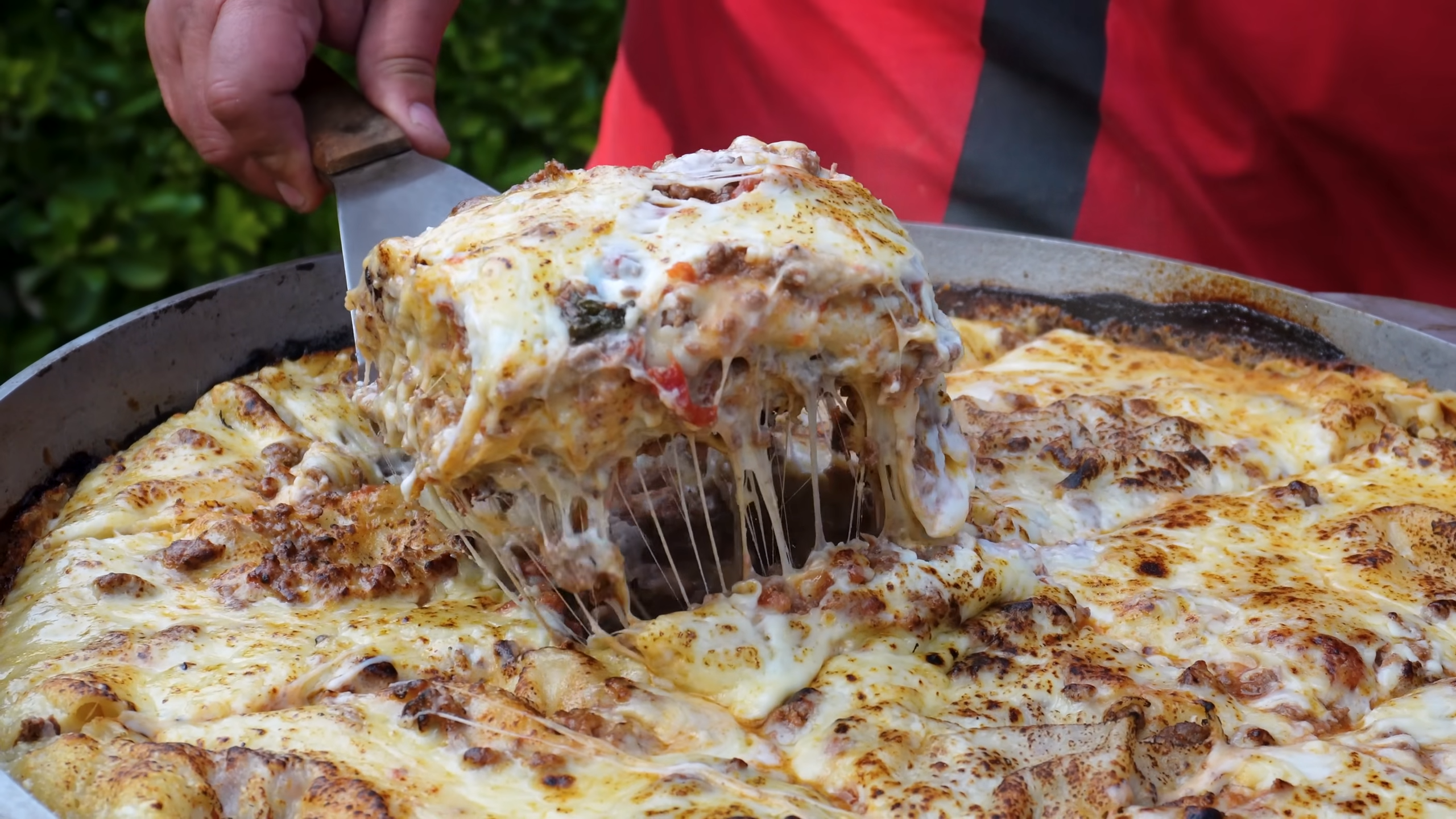 Homemade Giant Lasagna with a Secret Recipe