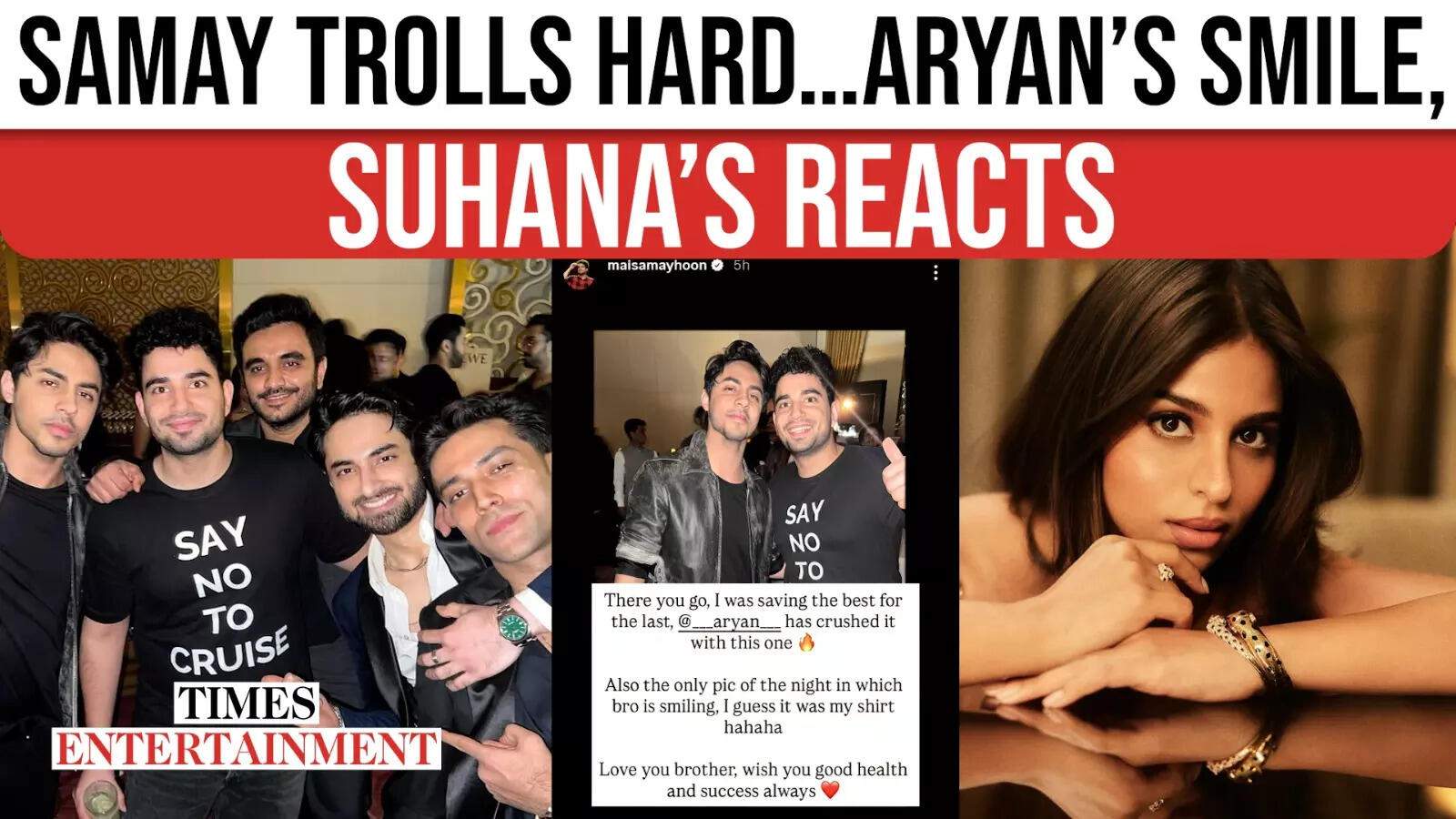 Aryan Khan Poses With Samay Raina In 'Say No To Cruise T-Shirt', Suhana Reacts