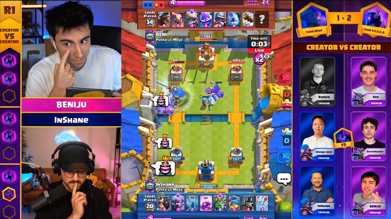 Duel of Champions Clash Royale: Team MEGA Beniju vs Team PEKKA InShane