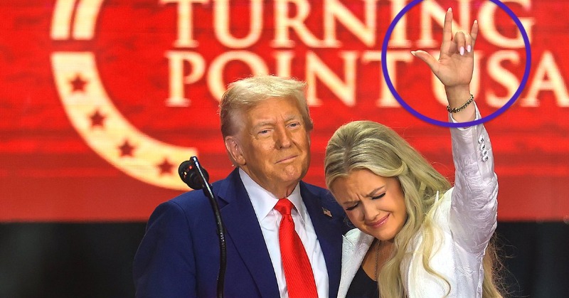 Devil-horn gesture? Erika Kirk’s hand sign at Charlie Kirk memorial ...