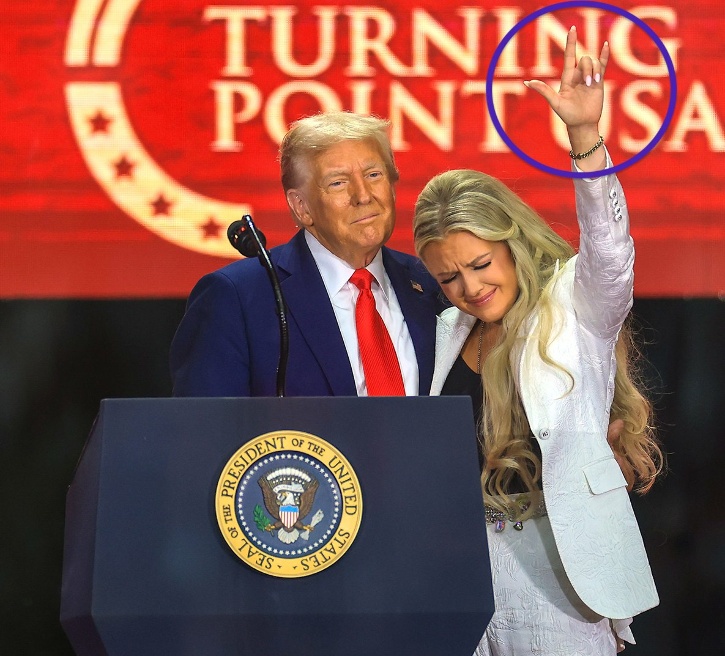 Devil-horn gesture? Erika Kirk’s hand sign at Charlie Kirk memorial ...
