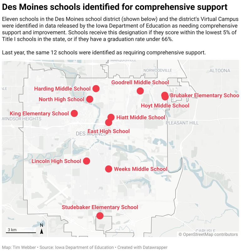 35 Iowa schools rank in bottom 5%, including 12 in Des Moines, school ...