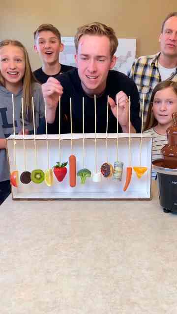 Chocolate fountain roulette that gets messy