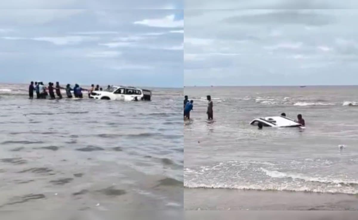 Video: Scorpio Gets Stuck In Sand At Maharashtra Beach. Then The Waves Come