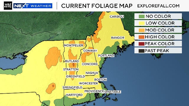 Peak fall foliage colors coming soon to New England as weather turns wetter